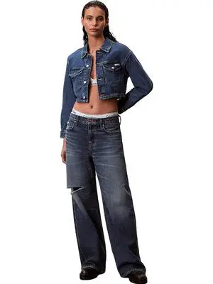 Calvin Klein Cropped Denim Trucker Jacket - Runaway Blue