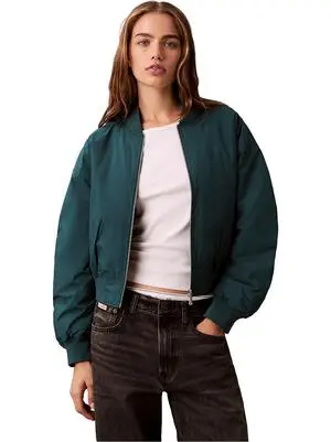 Calvin Klein Logo Graphic Padded Bomber Jacket - Deep Teal