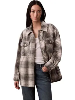 Calvin Klein Flannel Plaid Button-down Shirt - Chalk
