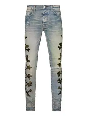 Amiri Camo Bones Skinny Jeans - Blue