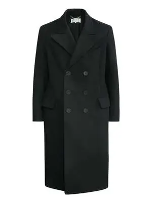 MAISON MARGIELA Virgin Wool Double-breasted Coat - Black