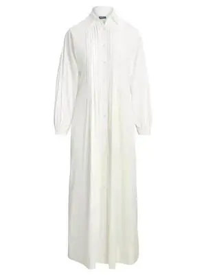 Polo Ralph Lauren Pleated Long-sleeve Shirt Dress - White
