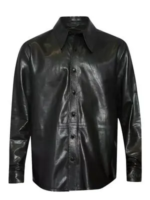Amiri Button-fastening Leather Jacket - Black