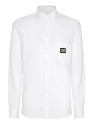 Dolce & Gabbana Cotton Martini-fit Shirt With Branded Tag White