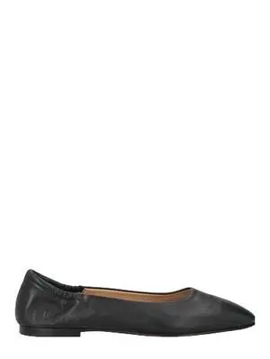 POMME D'OR Leather Ballet Flats - Black