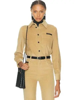 Bottega Veneta Corduroy Button-up Top - Pale Oak