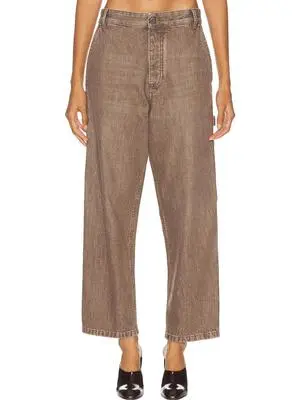 Bottega Veneta Cropped Wide Leg Denim Trousers - Brown