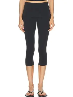 SKIMS Cotton Jersey Foldover Capri Pant - Soot