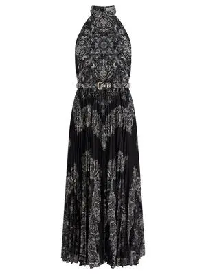 Zimmermann Belted Pleated Paisley-print Maxi Dress - Black