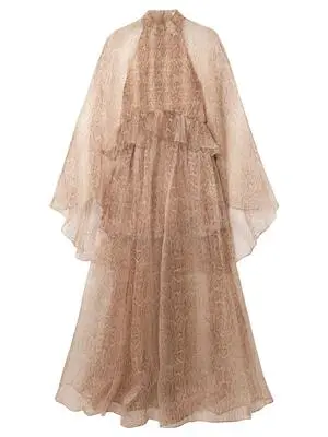 Zimmermann Memento Ruffled Leopard-print Silk-organza Maxi Dress - Cream