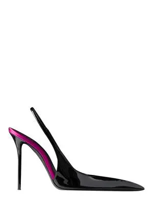 Saint Laurent Amalia Patent-leather Slingback Pumps - Black