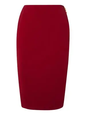 Saint Laurent SAINT LAURENT Grain De Poudre Pencil Skirt Red
