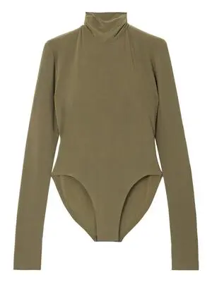 Norma Kamali Stretch-jersey Turtleneck Bodysuit - Brown