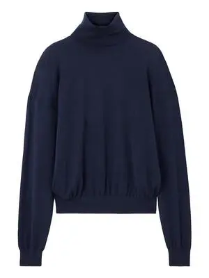 Saint Laurent Wool, Cashmere And Silk-blend Turtleneck Sweater - Navy