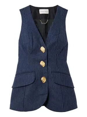 Cara Cara Wes Pinstriped Wool-blend Vest - Blue