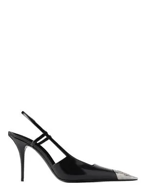 Saint Laurent Jeanne Embellished Slingback Pumps - Black