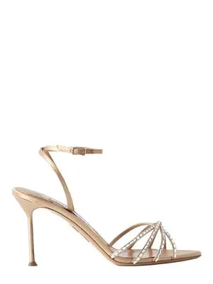 AQUAZZURA Crystal-embellished Leather Sandals - Neutrals