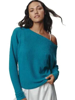 PILCRO Long-sleeve Cozy Top - Deep Waters