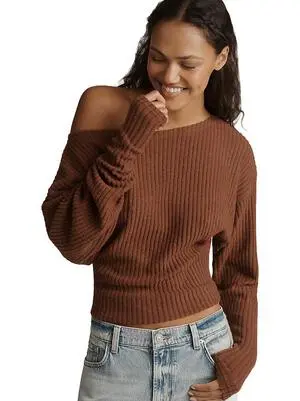 PILCRO Pilcro Long Sleeve Cozy Top Sepia Brown