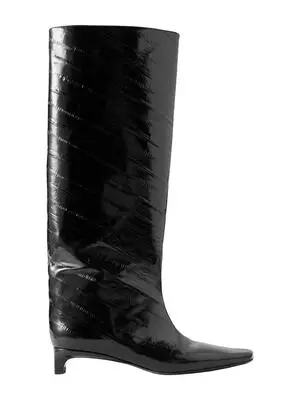 Loulou De Saison Joan Eel-effect Patent Leather Knee Boots - Black