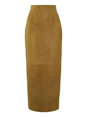 Khaite Loxley Suede Maxi Skirt - Brown