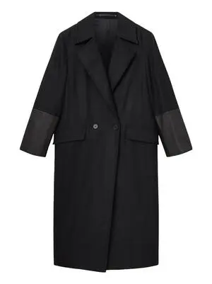ALLSAINTS Sellma Double Breasted Italian Wool Coat - Black
