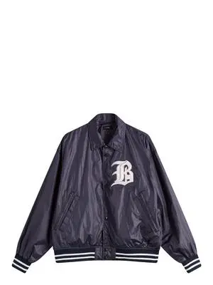 BEAMS Satin Varsity Jacket - Navy