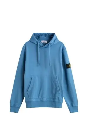 Stone Island Organic Cotton Fleece Popover Hoodie - Steel Blue
