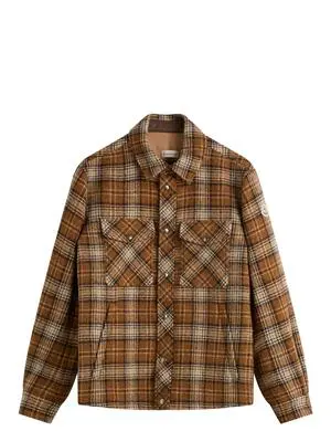 Moncler Stud Button Check Overshirt - Brown