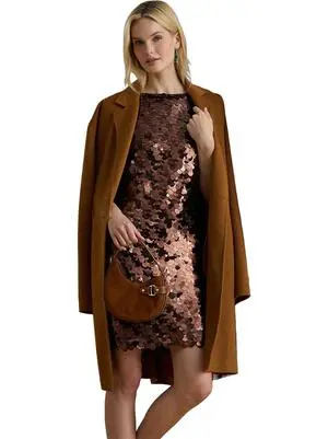 Ralph Lauren Sequin Embellished Shift Dress - Chocolate Multi