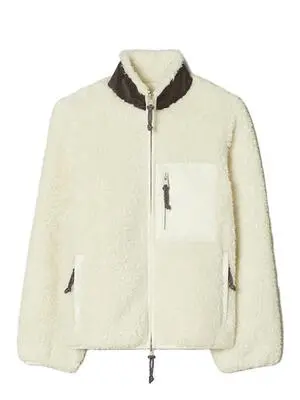 Tory Burch Colorblock Fleece Jacket - Ivory