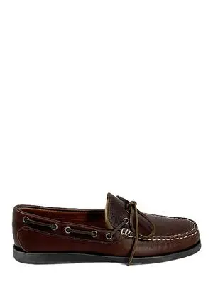 Quoddy Canoe Leather Shoe - Brown-pebble