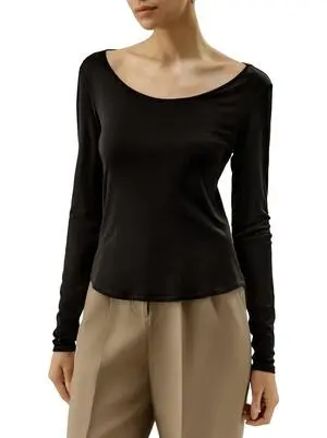 Lilysilk Slim Fit Silk Jersey Top - Black