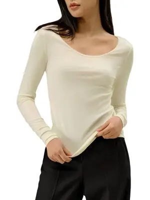 Lilysilk Slim Fit Silk Jersey Top - Lily White