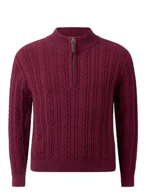 RACHEL RILEY Half-zip Cable Knit Sweater - Red