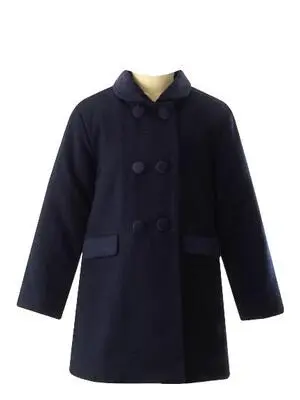 RACHEL RILEY Velvet Trim Dress Coat - Navy