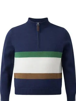 RACHEL RILEY Stripe Half-zip Sweater - Navy