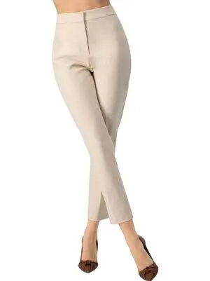 IVONNE Straight Cut Capri Trousers - Natural
