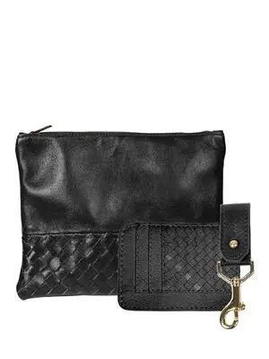 DEUX MAINS Large Pouch, Key Chain & Slim Id Bundle - Black