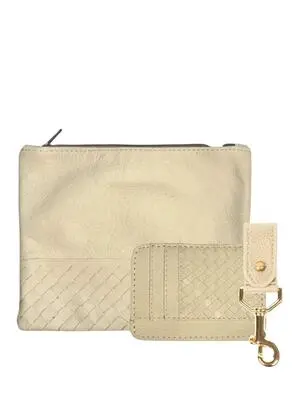 DEUX MAINS Large Pouch, Key Chain & Slim Id Bundle - Bone