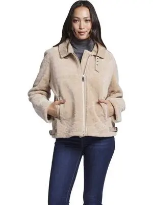 BLUE DUCK Genuine Shearling Jacket - Beige