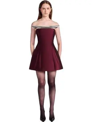 KATE BARTON Sculpted Mini Dress - Burgundy