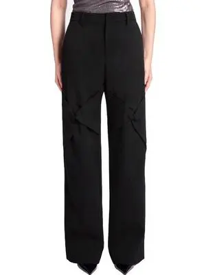 KATE BARTON Draped Knee Wool Trousers - Black