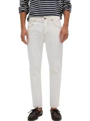 SCALPERS Cropped Cotton-blend Jeans - Cream