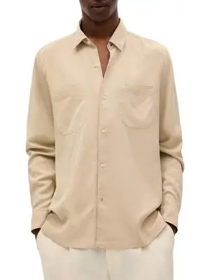 SCALPERS Icon Delta Tencel Shirt Beige