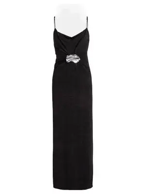 KATE BARTON Cowl-neck Maxi Dress With Brooch - Black