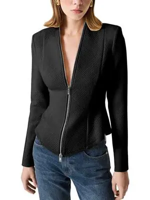 NOCTURNE Zippered Blouse - Black