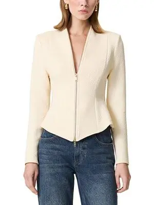 NOCTURNE Zippered Blouse - Ivory