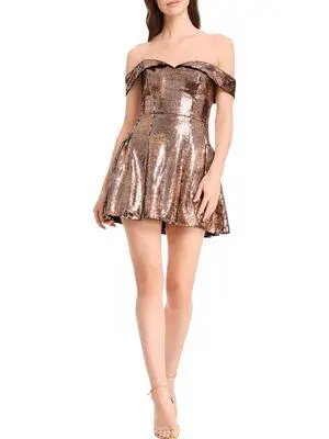 Dress The Population Raelynn Sequin Mini Dress - Rose Copper