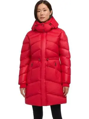 Pajar Mid-length Quilted Puffer With Removable Hood - Current Red